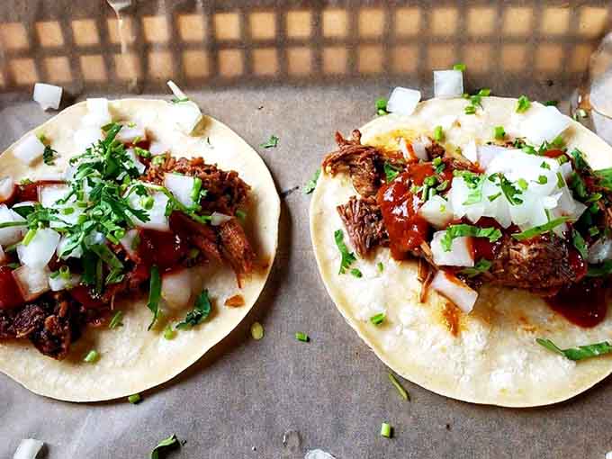 Tender barbacoa topped with fresh cilantro and onions, simple perfection that needs no fancy introduction or apologies.