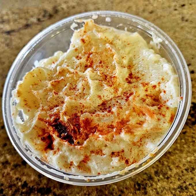 Creamy potato salad with just the right amount of paprika, the perfect sidekick to any sub.