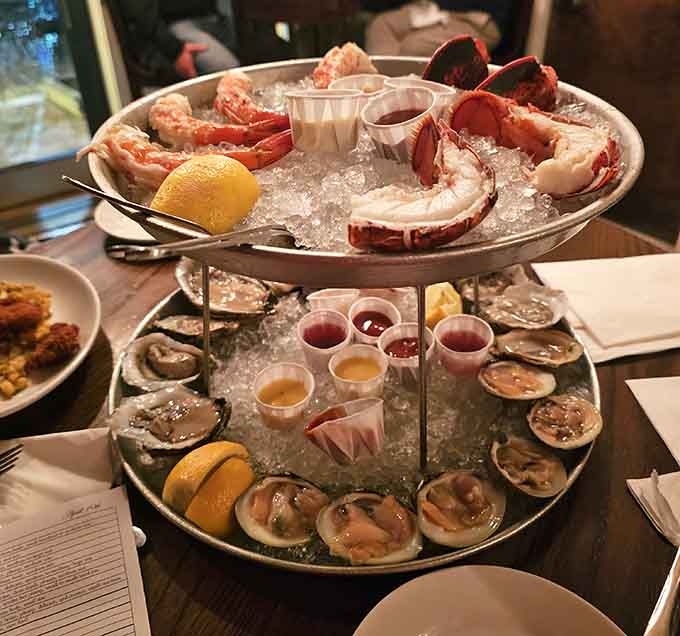 This seafood tower is basically a greatest hits album from the ocean, and every track is a certified banger.