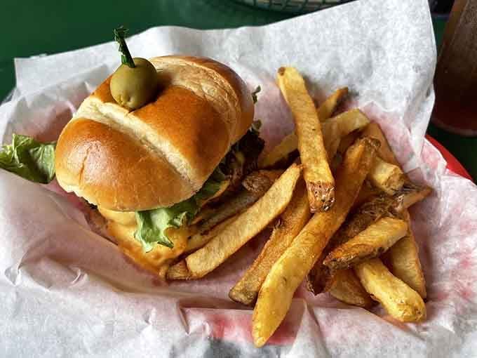 Sometimes a burger and fries is all you need, especially when they're this perfectly golden and inviting.
