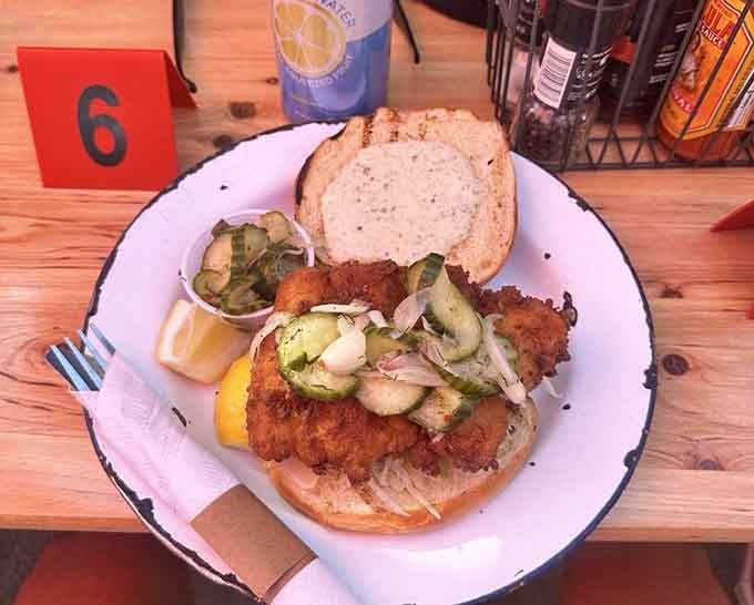 Sometimes simple is best: fried cod with all the fixings, proving classics become classics for good reason.