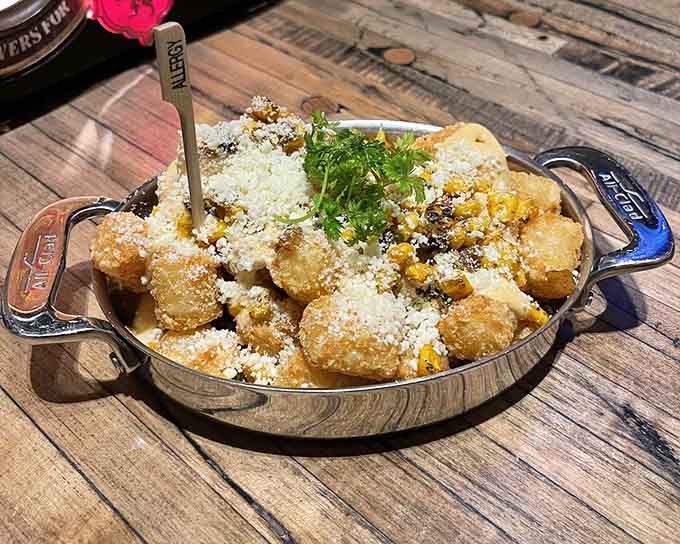 Mexican Street Tots arrive looking like they're ready to win awards for both taste and presentation simultaneously.