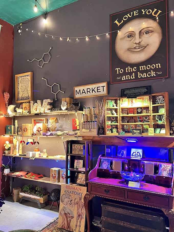That "Love You to the Moon and Back" sign hits different when it's surrounded by twinkling lights and cozy seating.