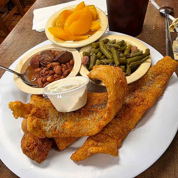 Crispy fried fish with beans and peaches shows Southern cooking doesn't need a coastline to shine beautifully.
