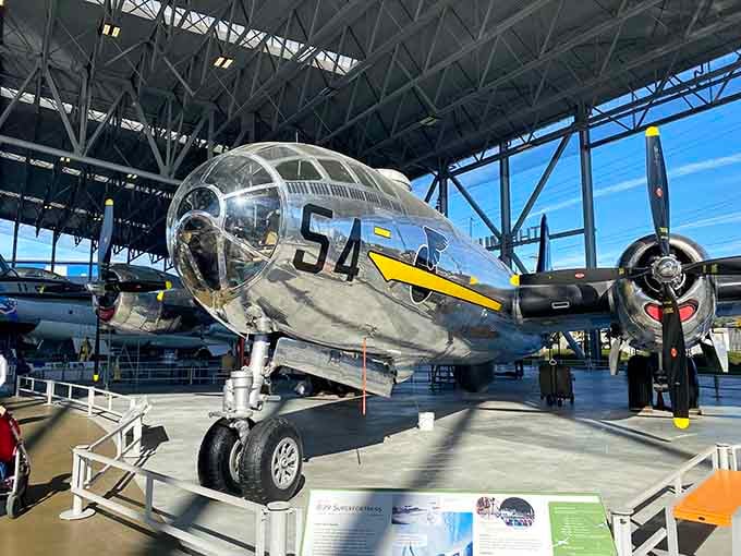 Walk through this B-29 bomber and marvel at the cramped quarters where crews made history happen daily.