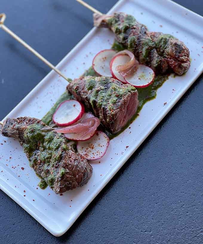 Beef brochettes with chimichurri that'll make you reconsider everything you thought you knew about meat on sticks.