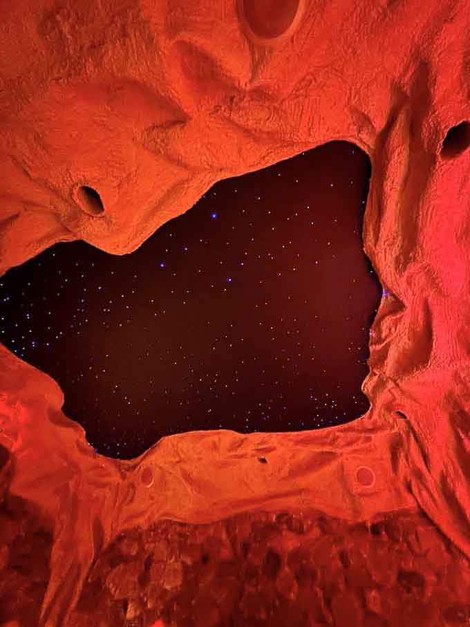 Look up at this starry ceiling and suddenly you're in a planetarium, except you're also breathing therapeutic salt air.