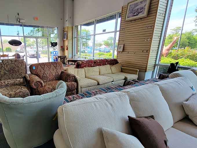 Multiple sofas in various styles mean you can finally replace that college futon without selling a kidney.