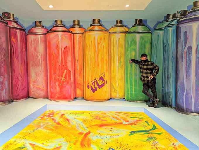Standing next to rainbow spray paint cans that dwarf you completely makes street art suddenly very intimidating.