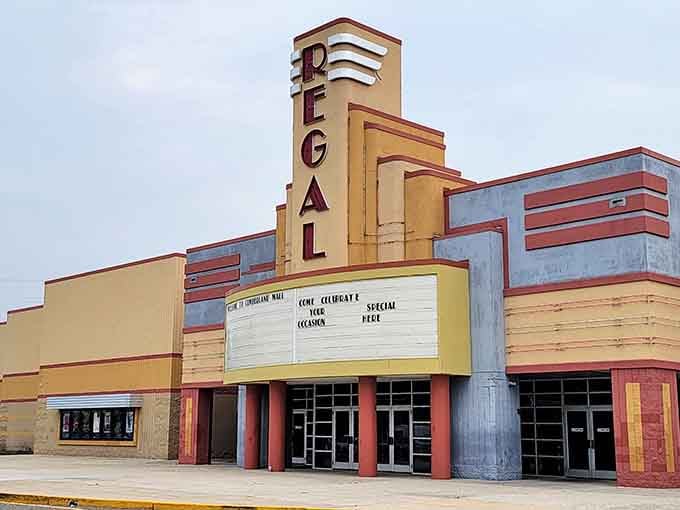The Regal Cinema stands ready to transport you somewhere else, assuming you can pick a movie everyone agrees on.