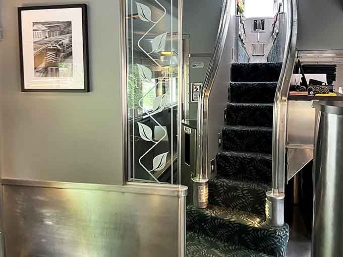 Even the staircase feels like something from a glamorous era when travel meant style, not stress.