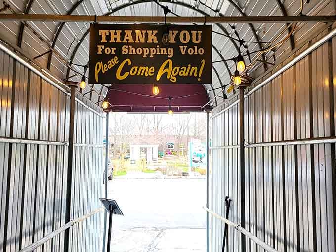 That cheerful exit sign knows you'll be back, probably sooner than you think, for another treasure hunt.