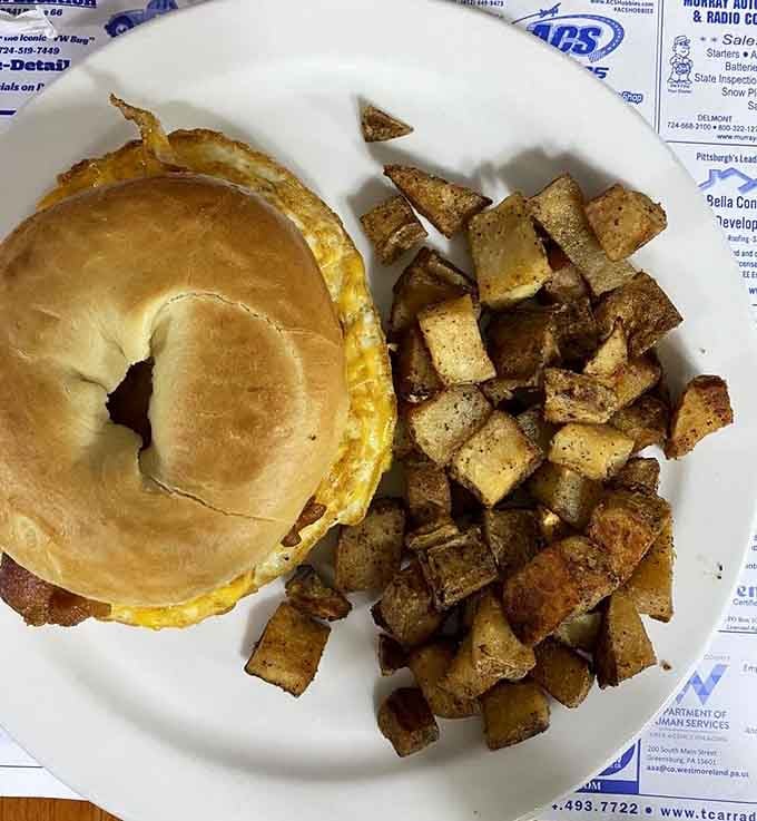 This breakfast sandwich on a roll means business, stuffed with egg and ready to fuel your entire day.