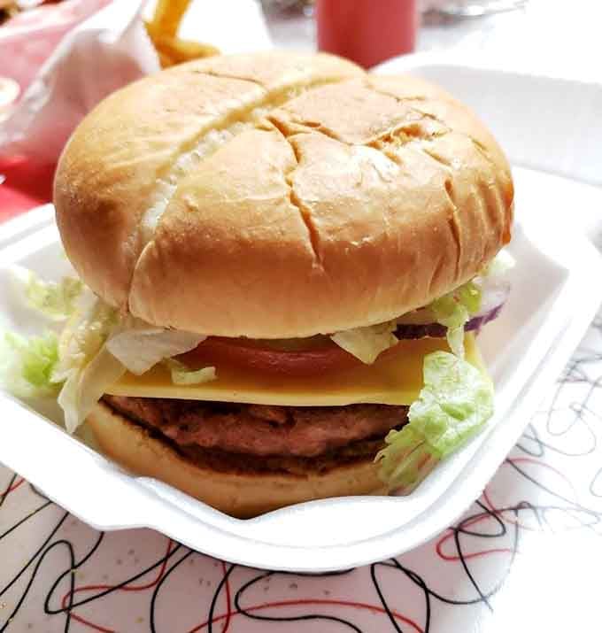 Even the vegan option gets the royal treatment&mdash;proof that massive burgers don't discriminate by dietary preference.