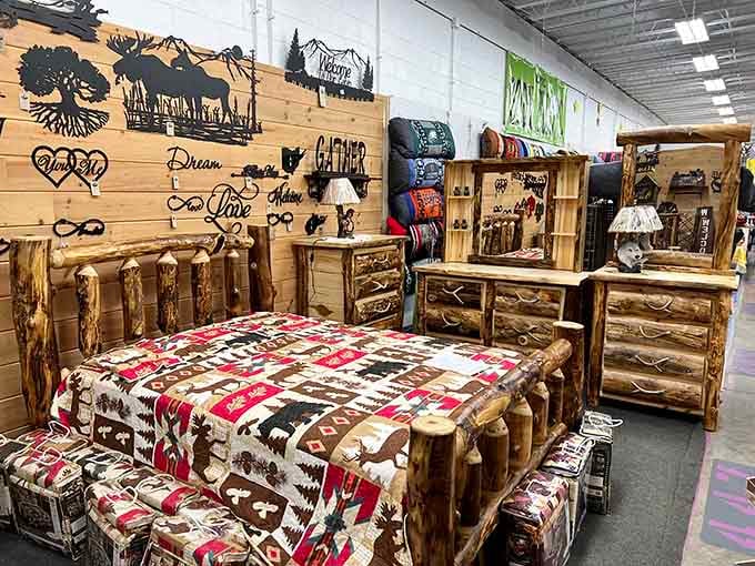 Log furniture so rugged it looks ready to survive both your kids and the next ice age.