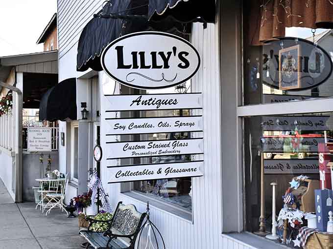 Lilly's offers everything from soy candles to custom stained glass, proving antique shops have seriously evolved since grandma's day.