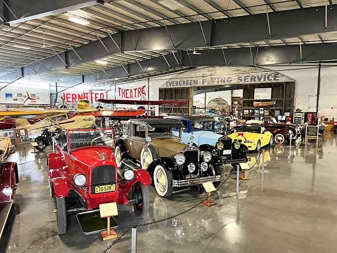 Classic automobiles lined up like they're waiting for their close-up in a Hollywood production.