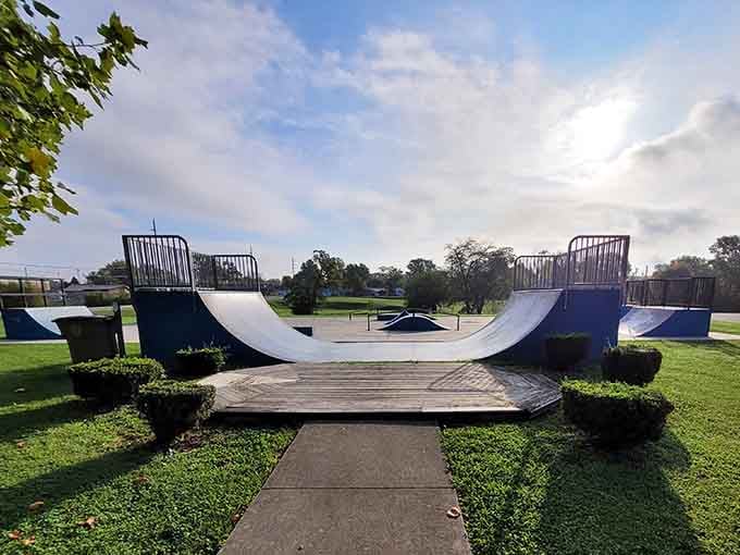 Goodrich Park's skate ramps offer local kids something better to do than stare at their phones all day.