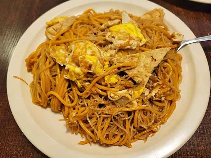 Fresh stir-fried noodles prove that buffet food can be both plentiful and surprisingly well-executed every time.