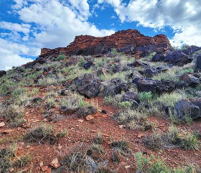 Volcanic rocks scattered like nature's own abstract art installation across the high desert.