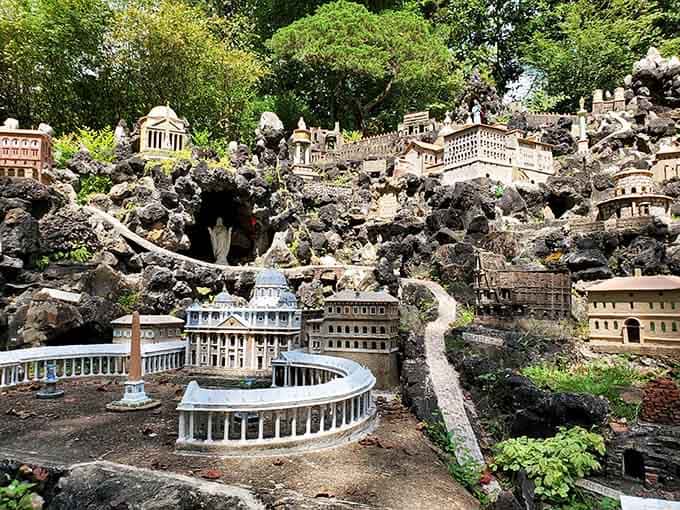 St. Peter's Basilica reimagined in miniature, nestled among rocks like a tiny treasure waiting to be discovered by wanderers.