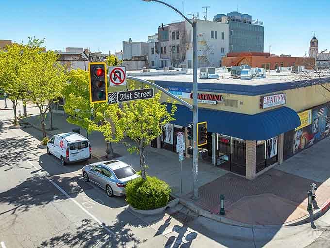 Corner cafes and tree-lined intersections make this downtown feel like the America we all remember fondly.