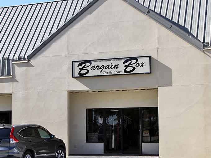 The classic script logo sits proudly above the entrance, inviting savvy shoppers to discover hidden gems inside.