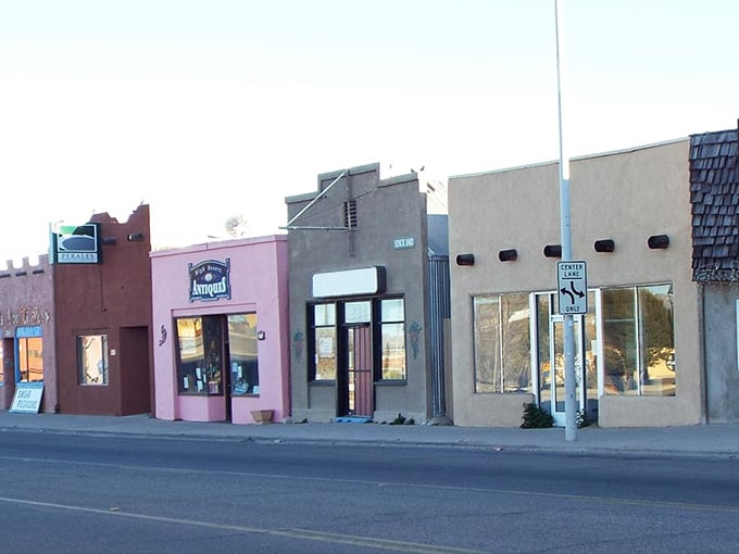 Charming storefronts painted in desert hues line up like old friends waiting to greet you.