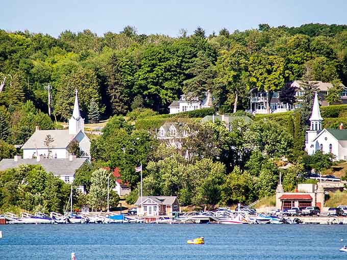 White church steeples pierce through lush greenery like beacons of Ephraim's Moravian heritage and timeless small-town values.