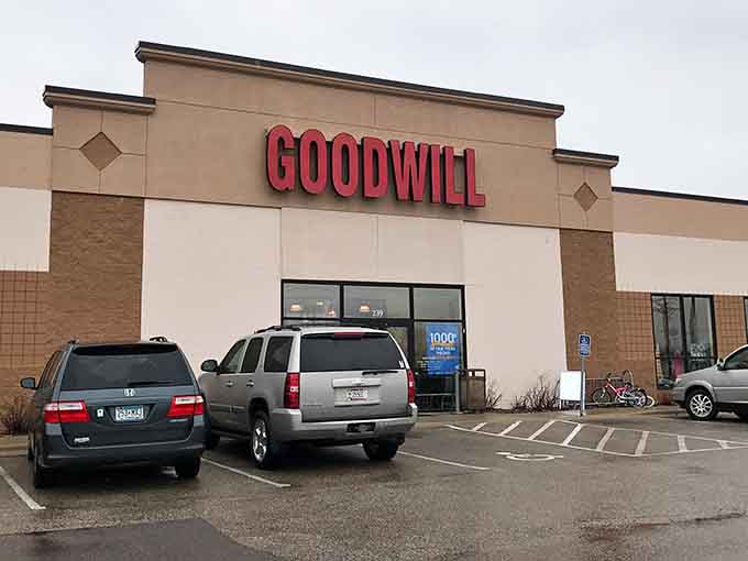 This suburban Goodwill location offers plenty of parking for treasure hunters loading up their latest finds.