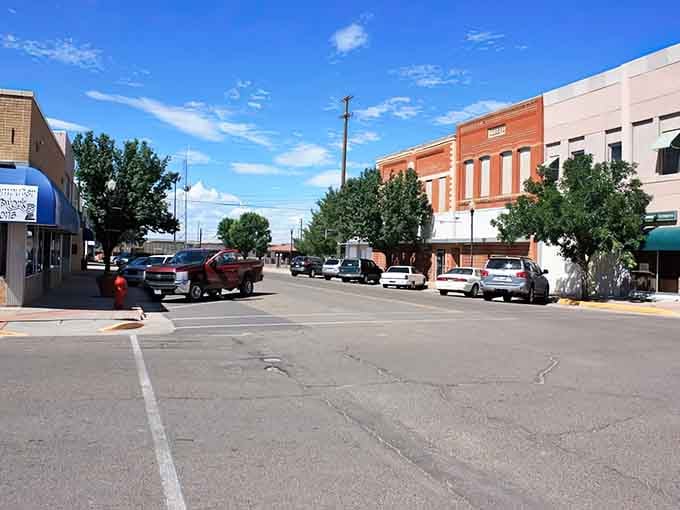 Pickup trucks angle-park along tree-dotted streets where parallel parking skills aren't required for daily survival here.