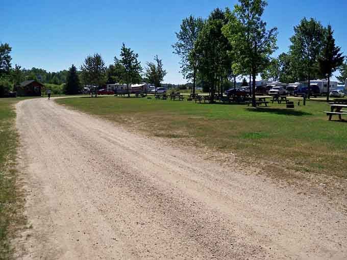 Simple gravel paths lead to peaceful picnic spots where time slows down to a Sunday crawl.