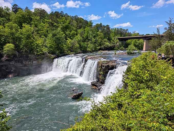 When the falls are flowing strong, all that white water crashes over the ledge with the power of nature unleashed.