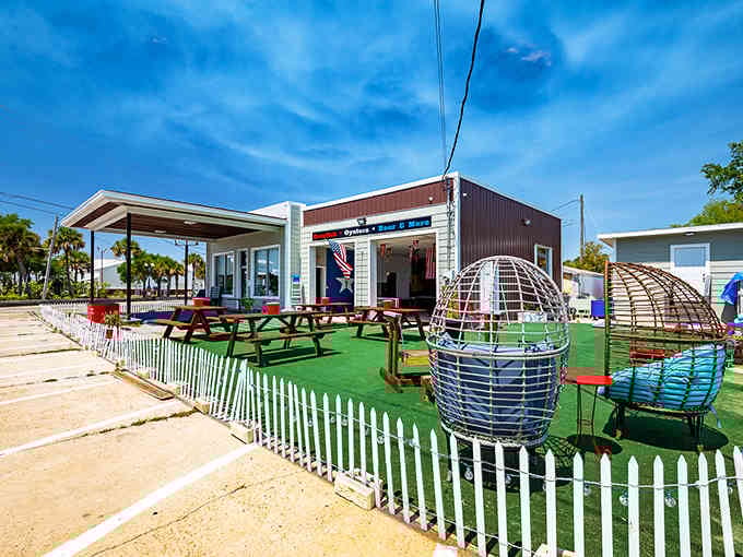 Those unique basket chairs look like something from a beach resort, making dinner feel like a mini vacation.