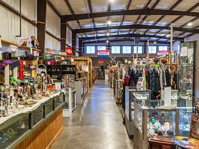 Glass cases gleam with carefully curated treasures&mdash;this is where flea market meets antique boutique in perfect harmony.