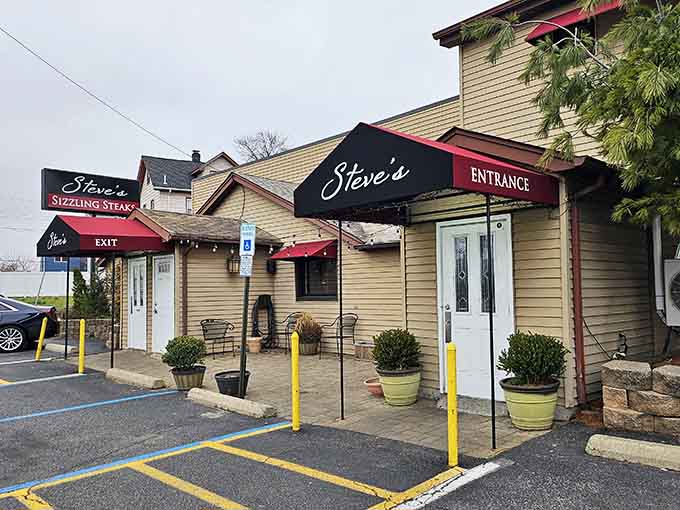 The classic roadside steakhouse exterior promises exactly what you're craving: generous portions and honest flavors.