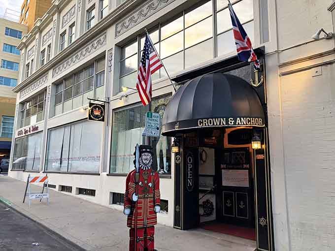 That Beefeater guard standing sentinel means you're about to experience proper British hospitality, California style, mate.