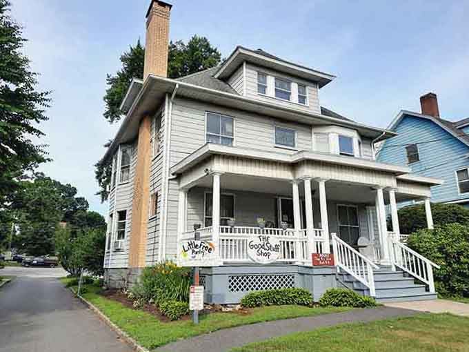 This beautiful Victorian house turned thrift shop looks like it stepped straight out of a Norman Rockwell painting.