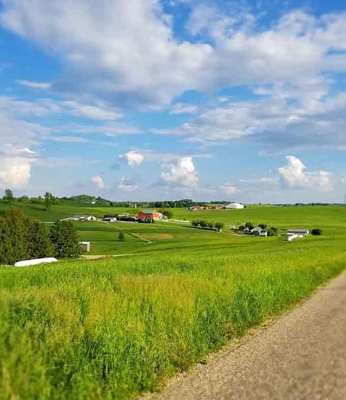 Rolling green fields stretch endlessly like nature's own carpet, and the view comes completely rent-free here.