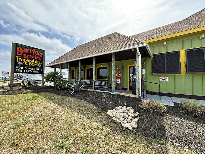 That tropical color scheme and laid-back porch practically beg you to slow down and enjoy island time.
