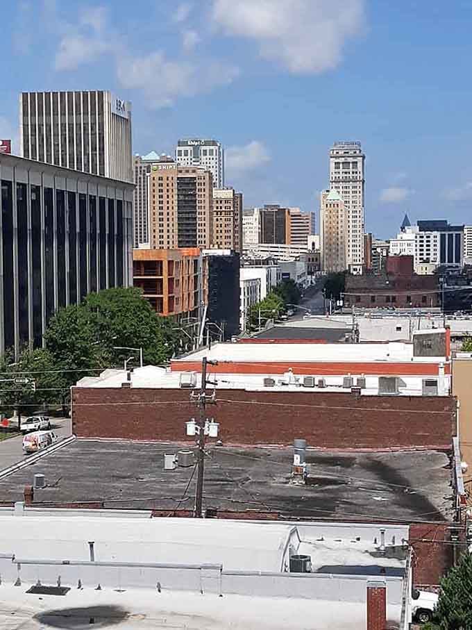 The city skyline rises with quiet dignity, proving that urban sophistication and Southern charm can absolutely share the same address.