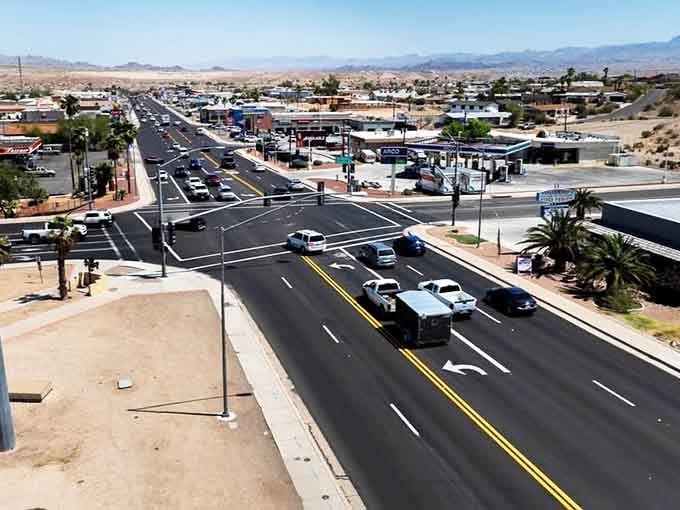 Clean, wide streets with palm trees show a community that takes pride in keeping things neat and welcoming.