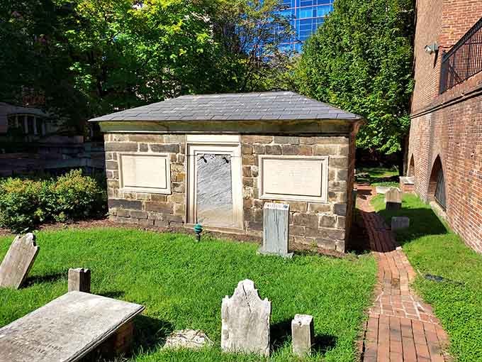 The simple stone vault stands as a quiet memorial in the heart of the city, drawing literary pilgrims from around the world.