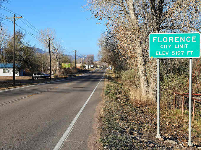 Florence's city limit sign marks your entrance to antique heaven, where bargains abound and retirement budgets flourish beautifully.