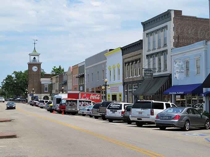 That clock tower stands proud over downtown, reminding everyone that time moves slower here, and that's absolutely the point.