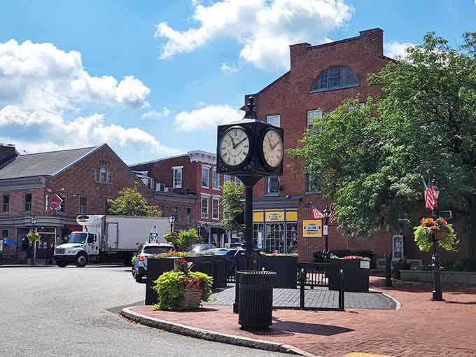 This historic town square clock has seen more American history than most textbooks—and it's still ticking along beautifully today.