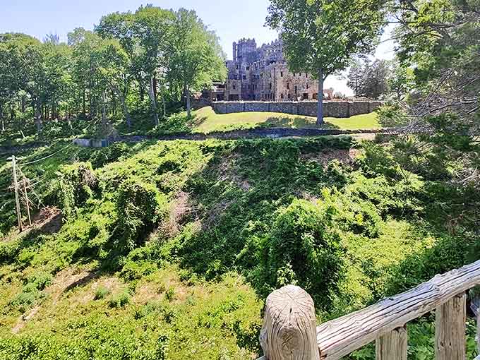 This medieval castle perches dramatically on its wooded bluff like something from a European fairy tale.