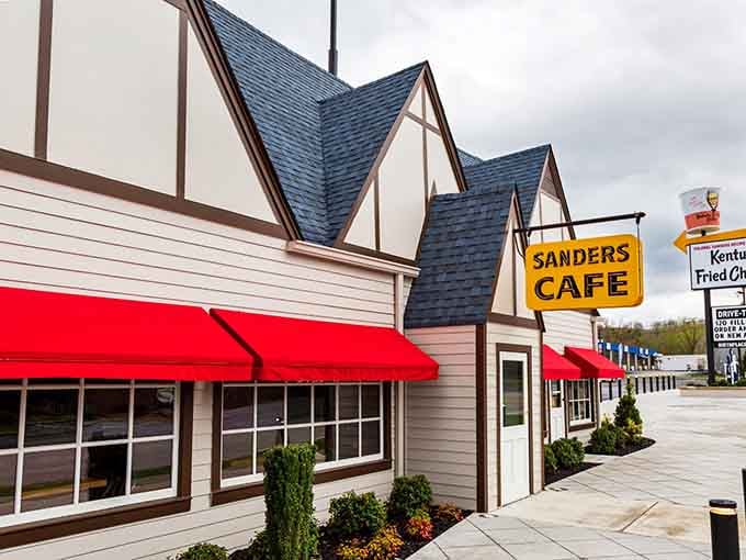 The Colonel's smiling face welcomes visitors to where it all began, back when fast food meant something entirely different.