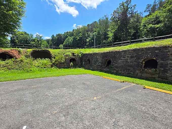 Nature reclaims the beehive ovens gradually, creating an atmospheric blend of human history and natural beauty.