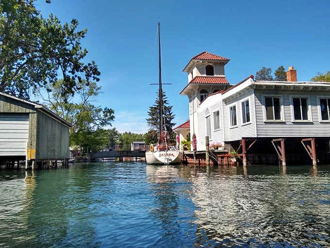 That charming tower rises above homes perched over crystal-clear water&mdash;it's like stumbling into a Mediterranean village without leaving the state.